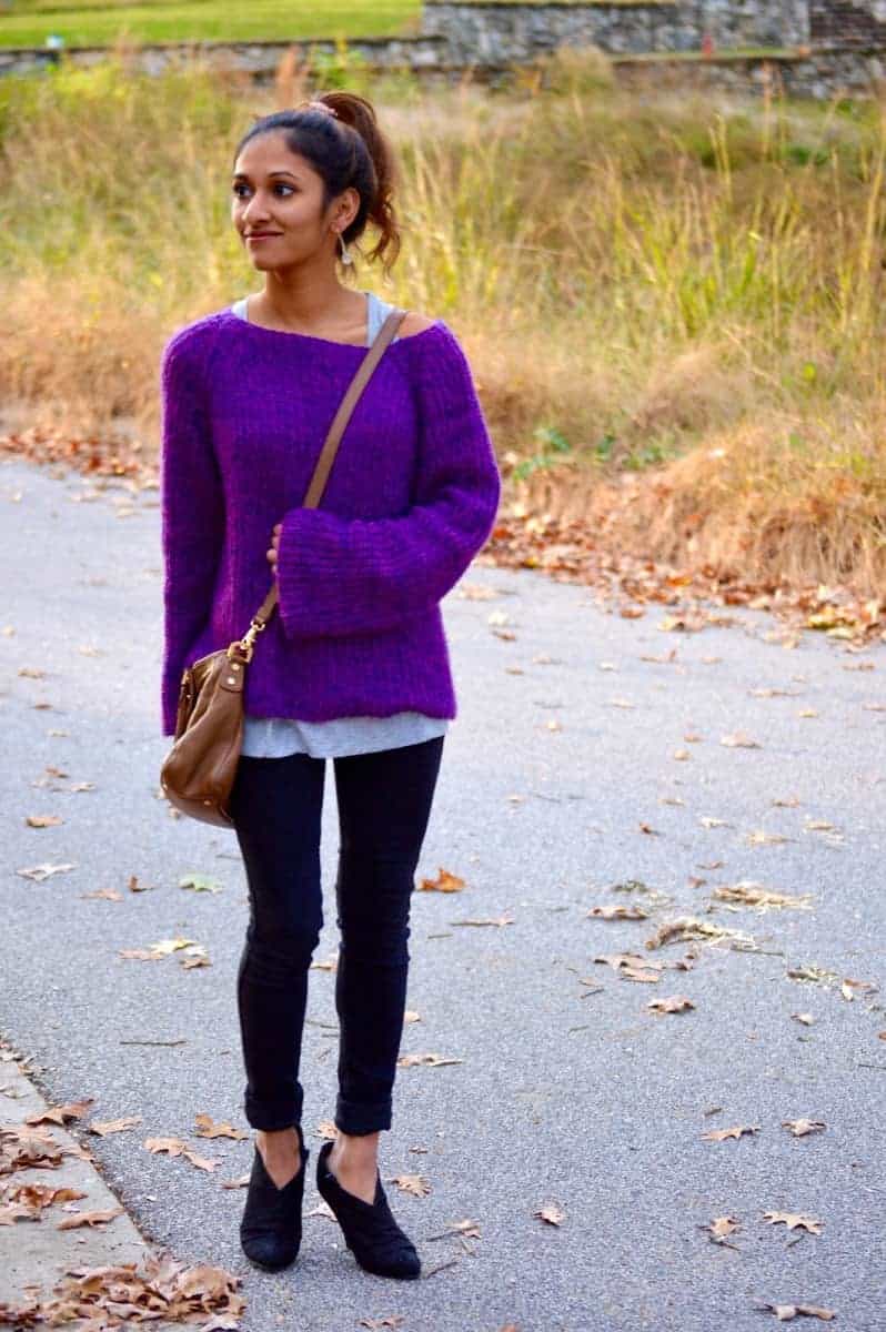 Oversized Purple Knit Sweater - An Unblurred Lady