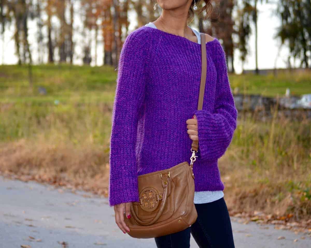 Oversized Purple Knit Sweater - An Unblurred Lady